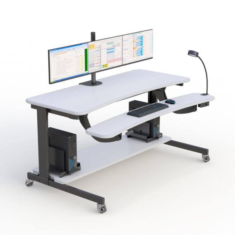 Computer Triple-Monitor Workstation Desk