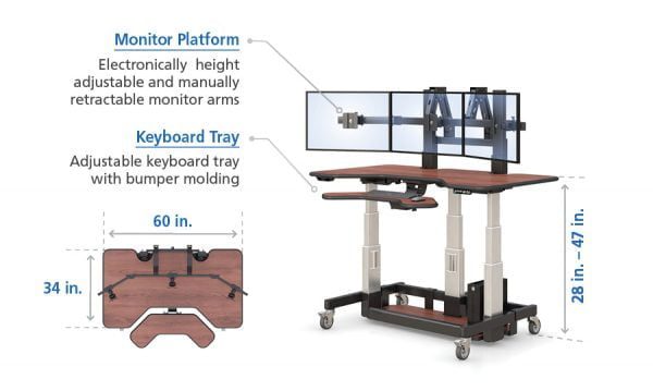 Ergonomic Adjustable Cardiology & Oncology Workstation