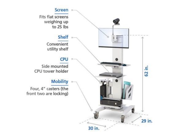 Computer Rolling Workstation for Healthcare Professionals