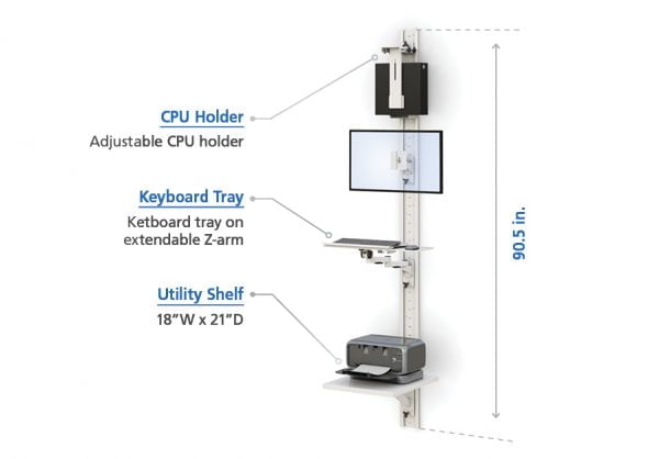 Wall Mount Track Height Adjustable Computer Station