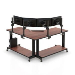 Quad Monitor L Shaped Computer Desk - AFC Industries