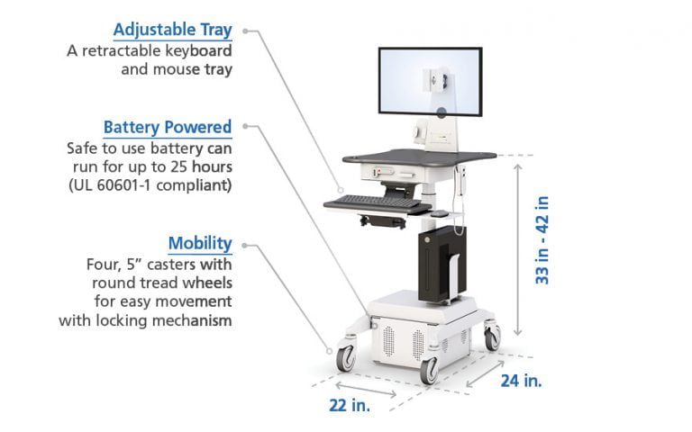 Computer Carts For Medical Vitals Rolling Point of Care