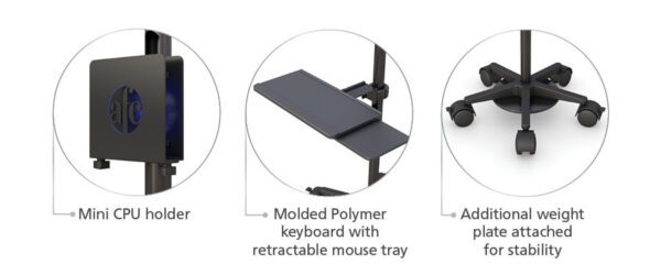Computer Pole Medical Cart with Power Strip