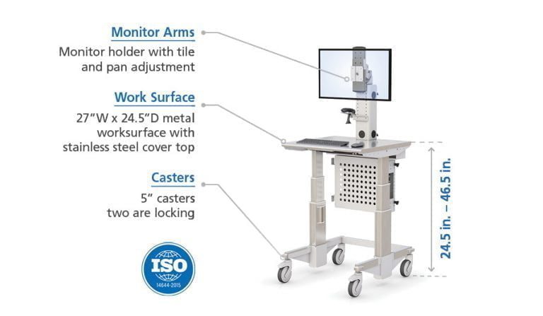Mobile Cleanroom Computer Cart Ergonomic Efficiency