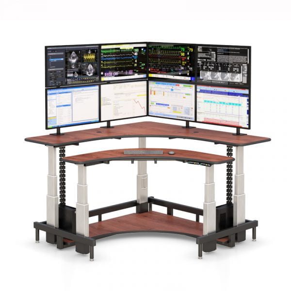 Telehealth ICU Corner Dual Tier Workstation - AFC Industries