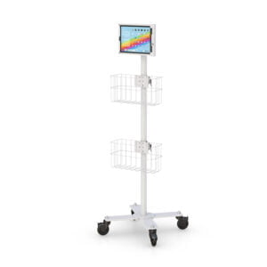 Mobile Tablet Cart And Double Storage Baskets
