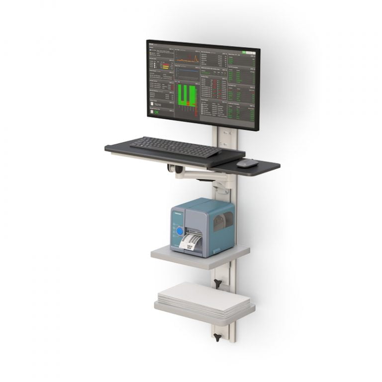 Wall Mount Track Computer System With Utility Shelves