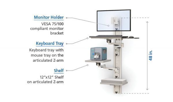 Wall Mounted Computer Workstation with Trays - AFC Industries