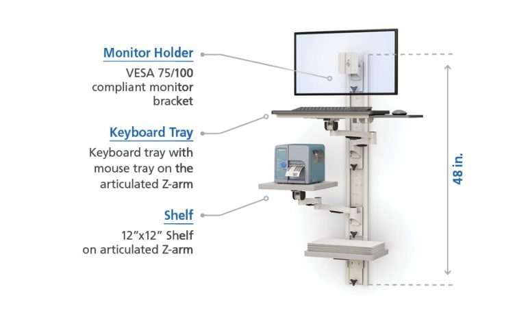 Wall Mounted Computer Workstation with Trays - AFC Industries
