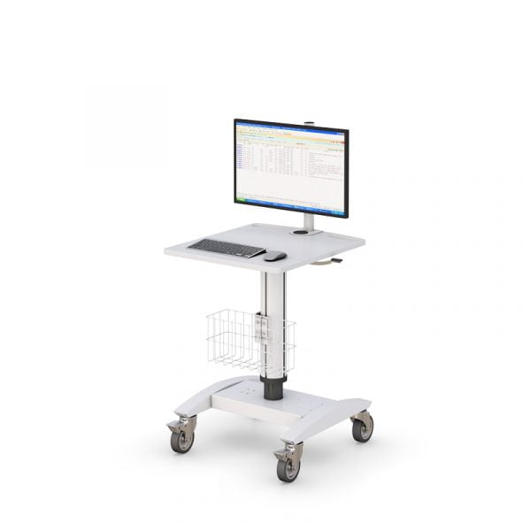 Pneumatic Cart with Wire Storage Basket, Monitor and Thin-Client PC ...