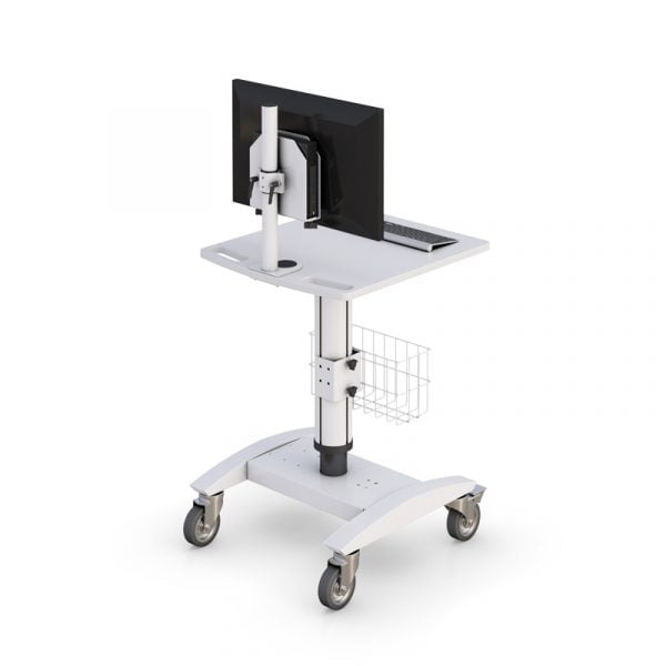 Pneumatic Cart with Wire Storage Basket, Monitor and Thin-Client PC ...
