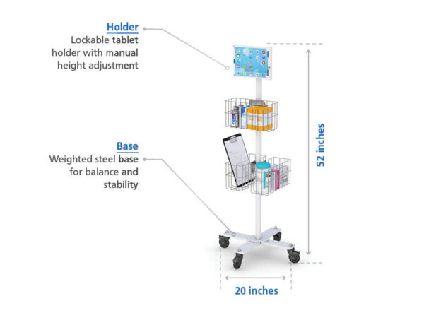 Portable Tablet Cart Computer Stand with Storage by AFC