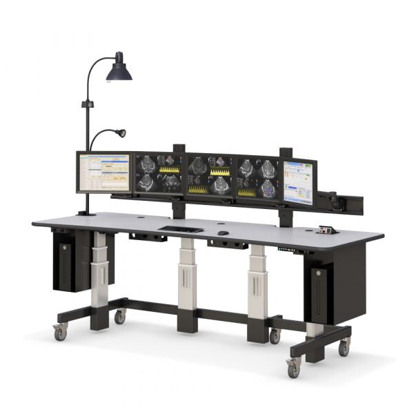 Reading Room Cardiology Desk with Track Monitors - AFC Industries