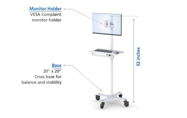 PC Monitor Cart with Keyboard Tray