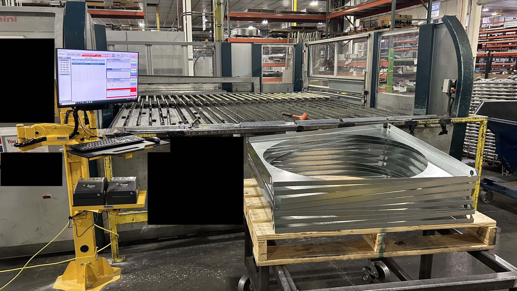 Industrial floor post with printer shelf