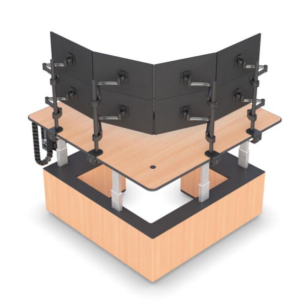Corner Dual-Tier Multi-Monitor Workstation – Adjustable Ergonomic Desk ...