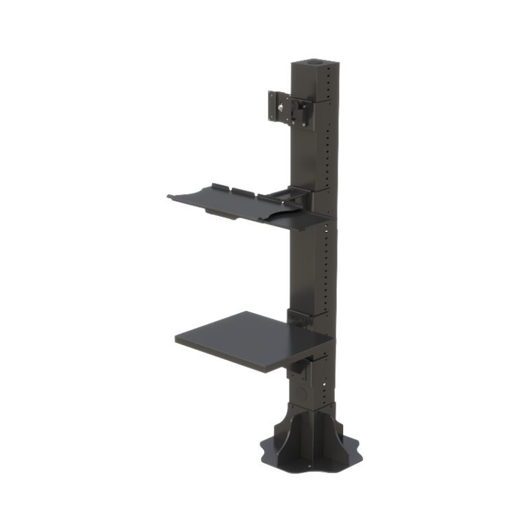 Black Floor Post with Printer Shelf & Arm | AFC